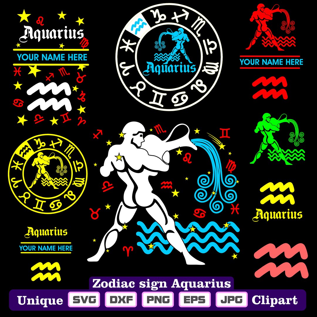 Zodiac Sign Aquarius Clip Art Dxf Svg, Png,eps, Jpg, for Shirt Design ...
