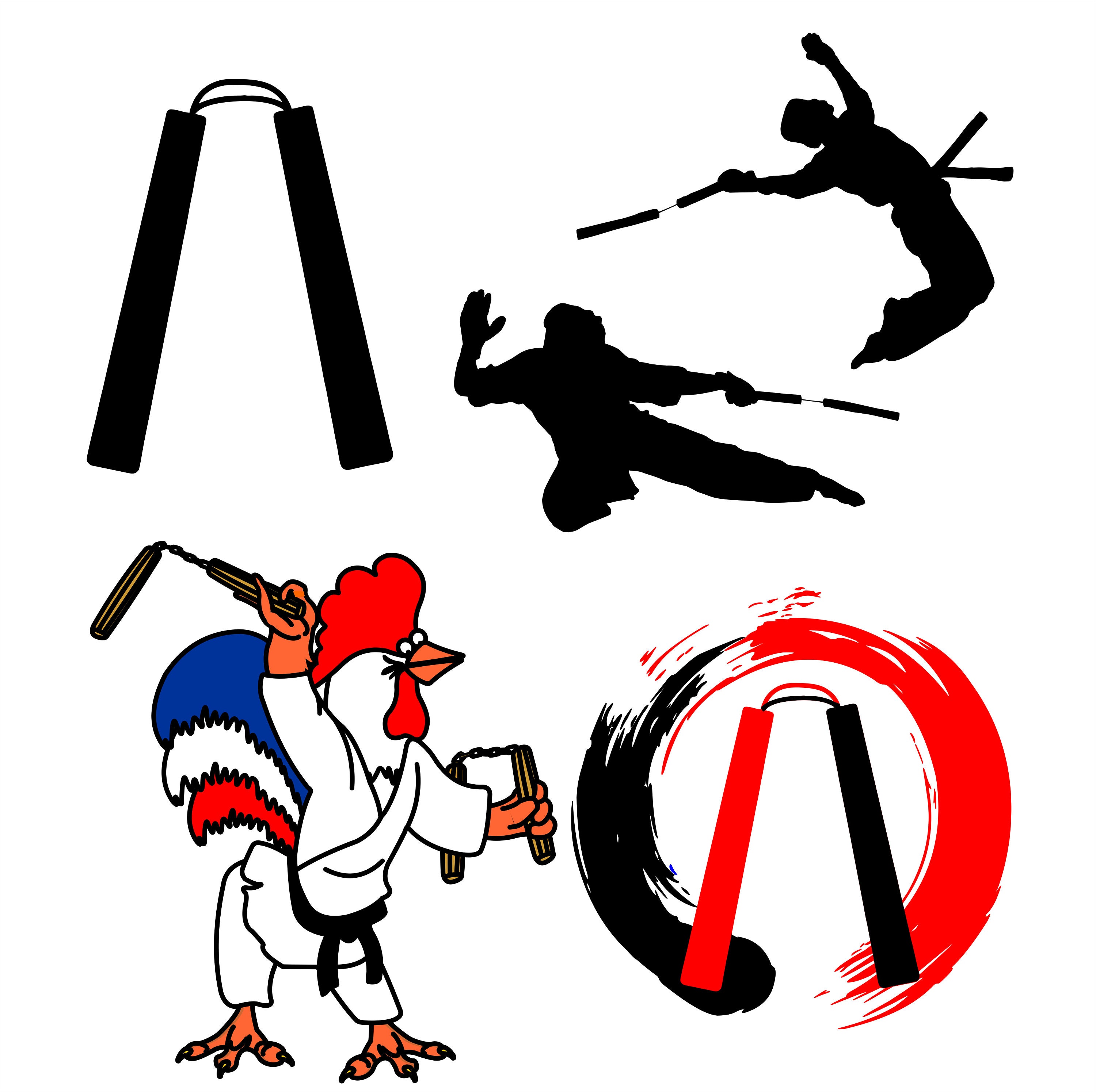 Nunchaku Clipart 11 Designs PNG and SVG, EPS Vector - Etsy