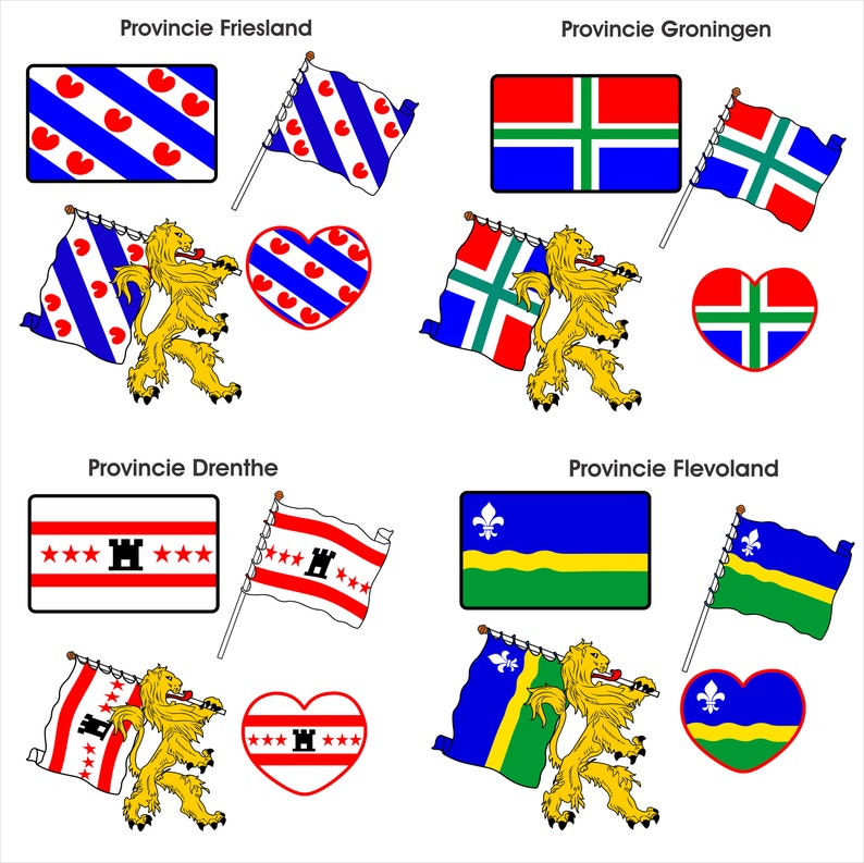 Flags of the 12 Provinces of the Netherlands as - Etsy