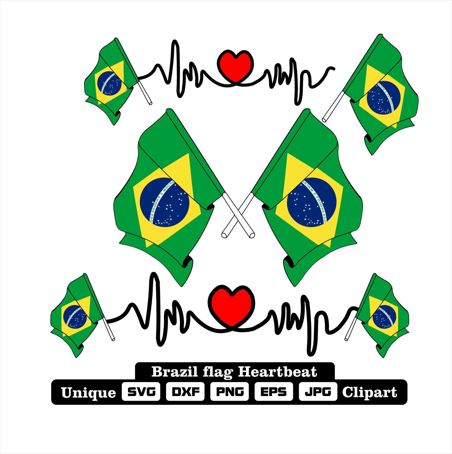 Flag and Cardio of Brazil in Dxf, Svg, Png, Eps and Jpg Files Unique ...