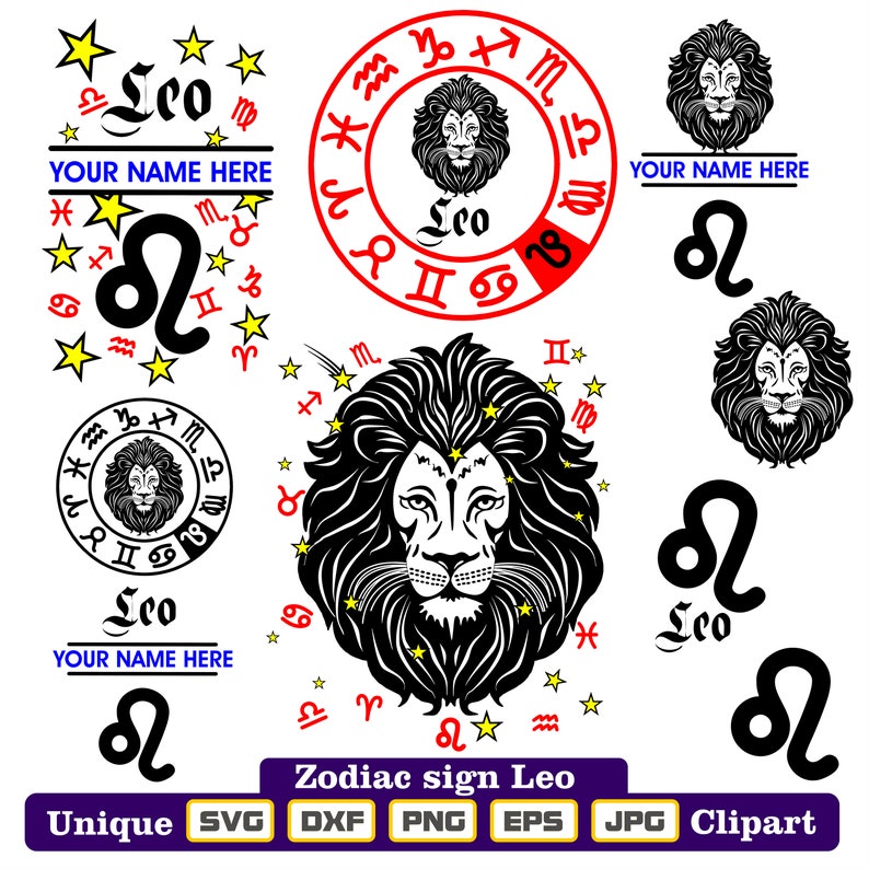 Zodiac Sign Lion Leo Clip Art Dxf Svg, Png,eps, Jpg, for Shirt Design ...