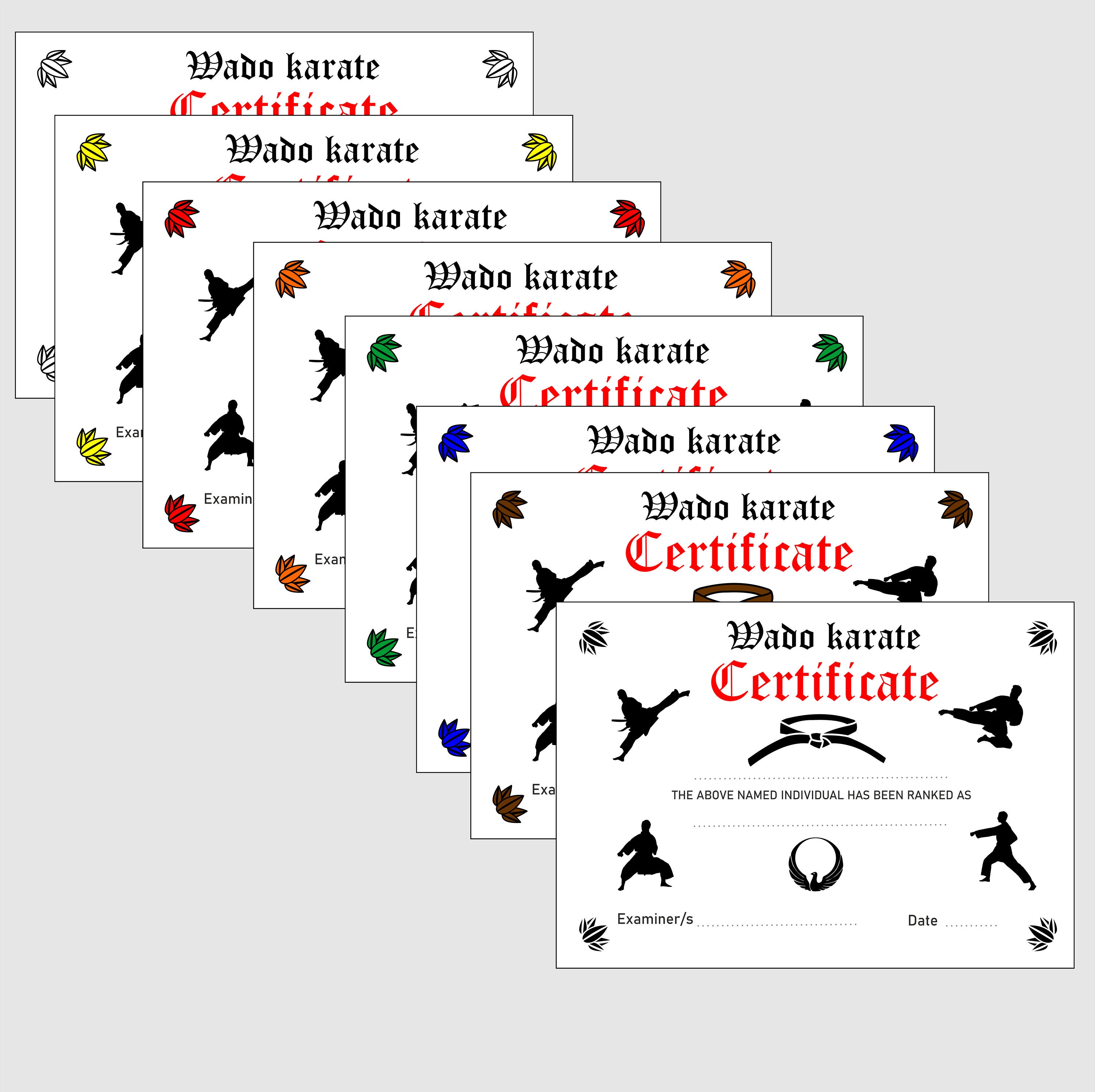 Wado Karate Certificates and Awards Templates in PDF and PNG. Reward ...