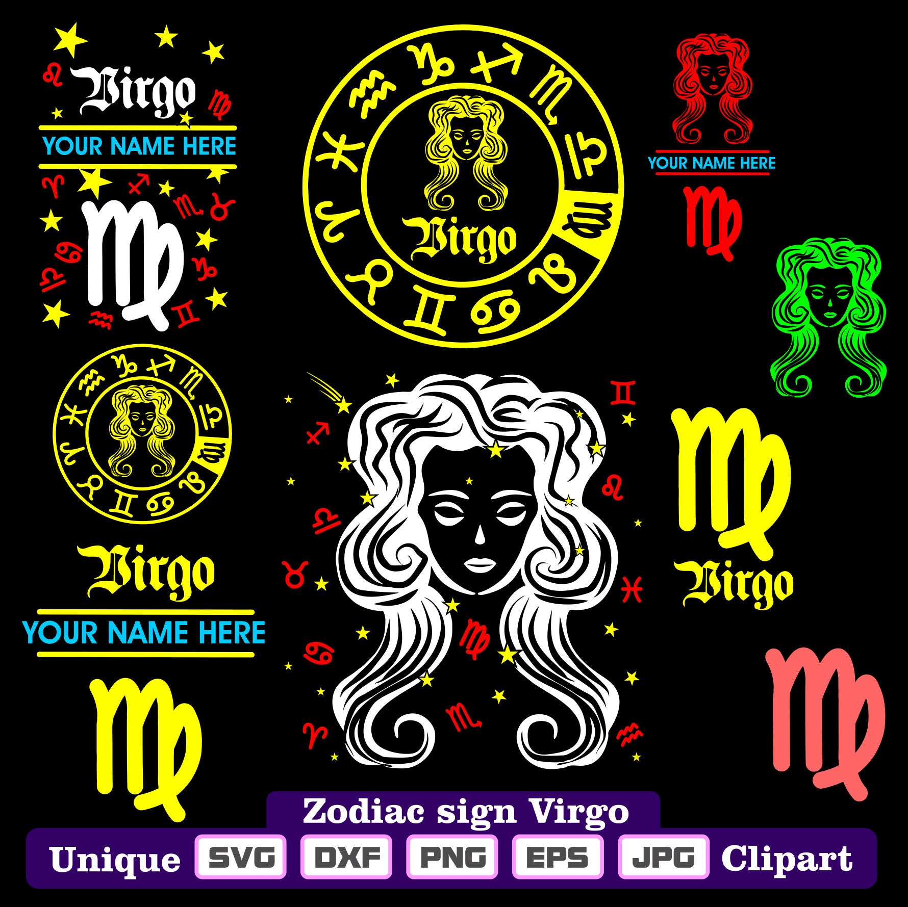 Zodiac Sign Virgo Clip Art Dxf Svg, Png,eps, Jpg, for Shirt Design ...