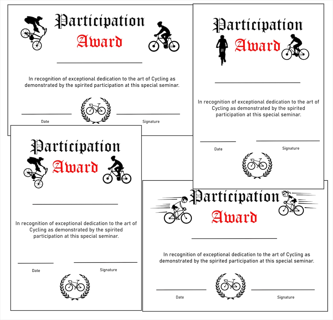 Unique Cycling Certificates as Pdf-dxf-svg-png Files for Direct ...