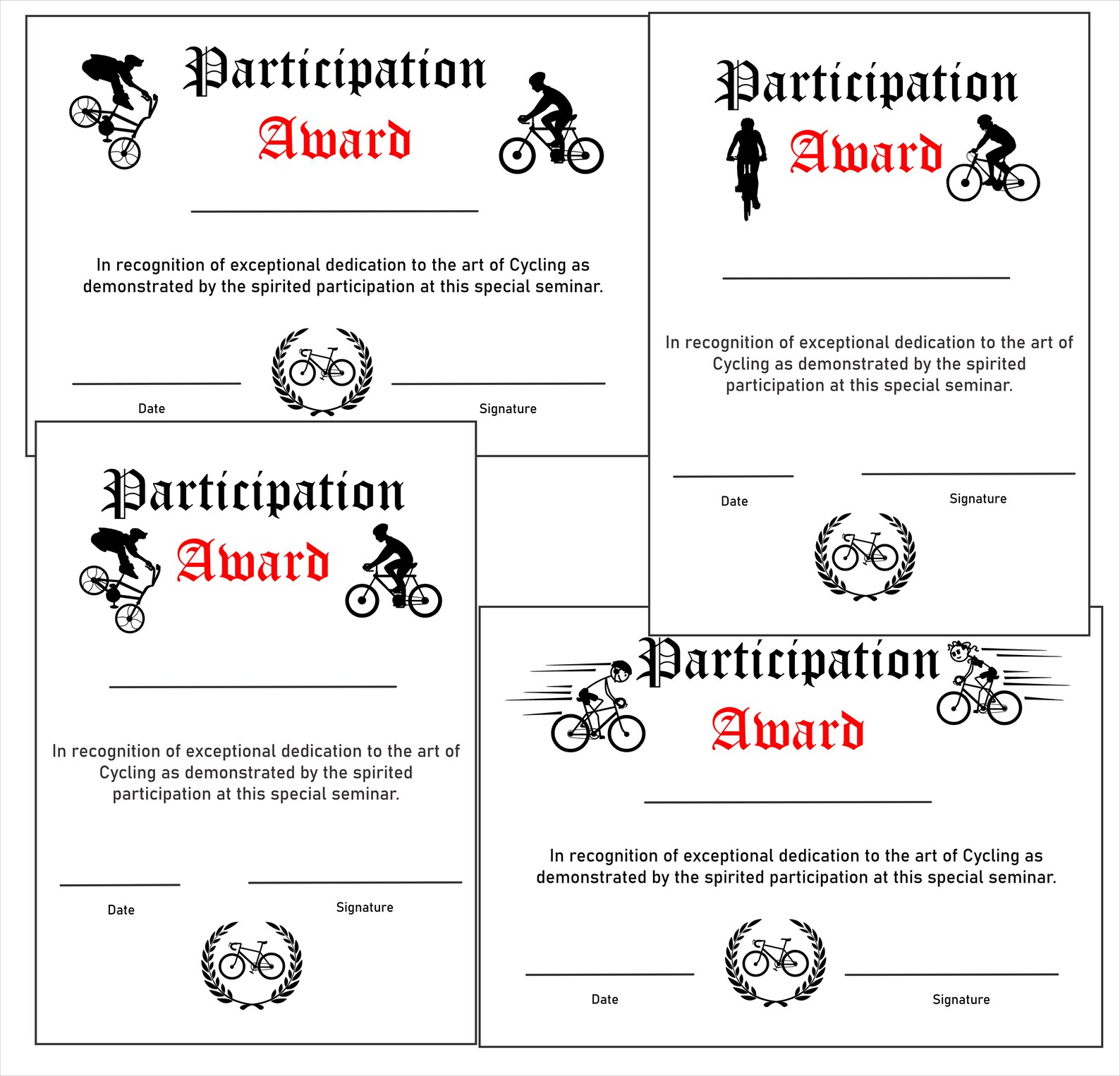 Unique Cycling Certificates as Pdf-dxf-svg-png Files for Direct ...