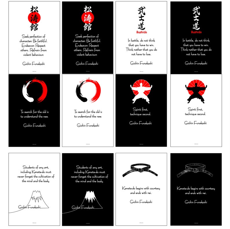 Shotokan Karate Quotes Gichin Funakoshi Wall Art and Postcards PDF ...