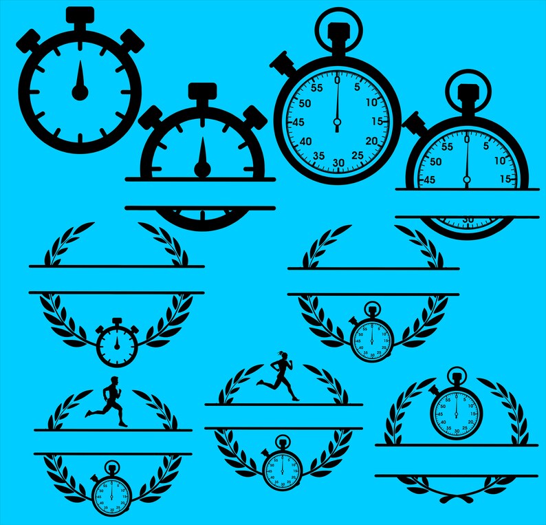 Stopwatch Timer Clip Art Dxf Svg Png Eps Jpg for Cutting,shirt Design ...
