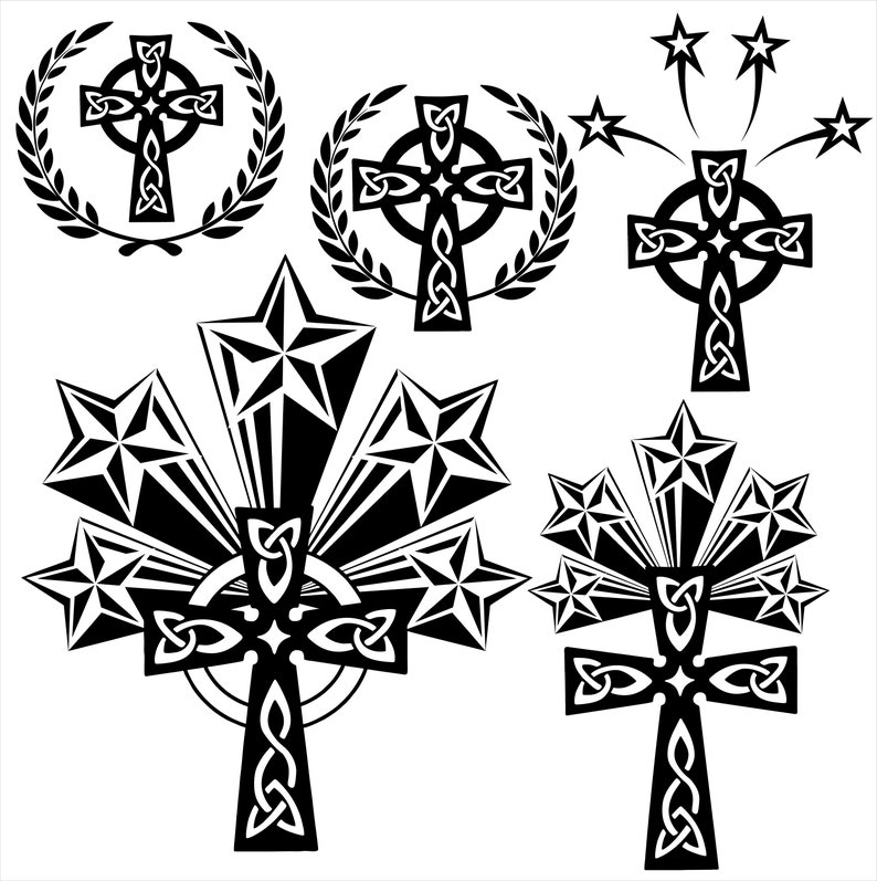 Celtic Cross Clip Art Dxf Svg Png Eps Jpg for Cutting, Clothing Imprint ...