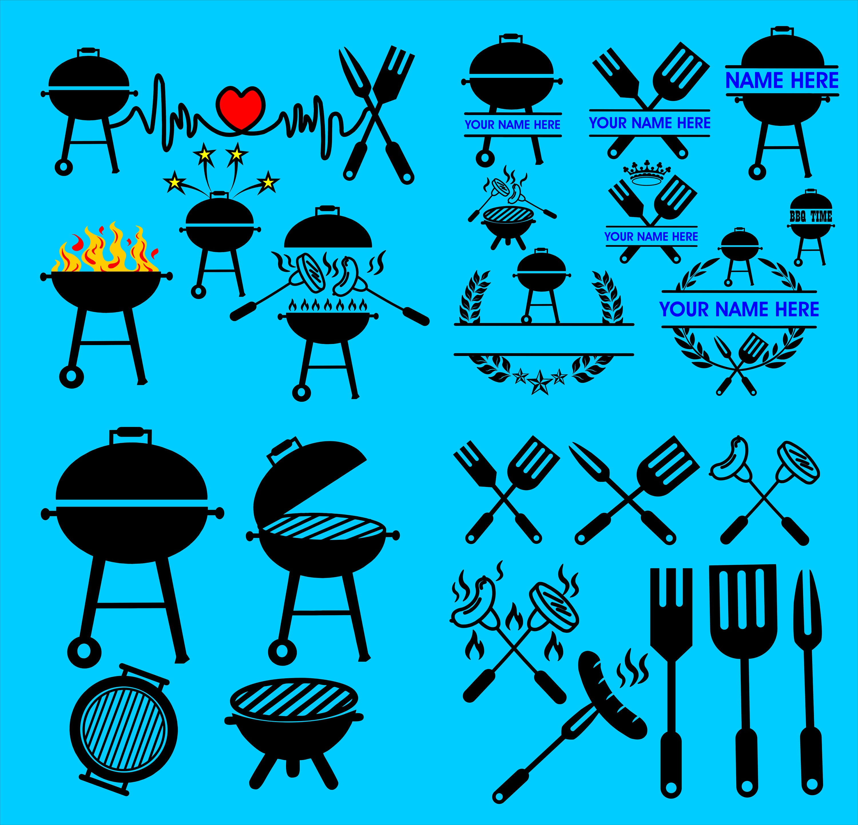 Barbeque Clip Art Dxf Svg Png Eps Jpg for Cutting,shirt Design ...