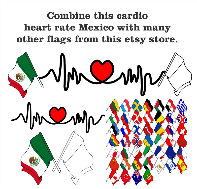 Flag and Cardio of Mexico in Dxf, Svg, Png, Eps and Jpg Files Unique ...