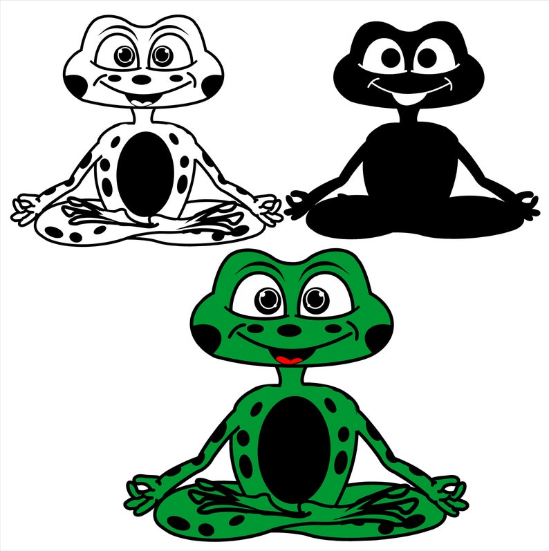 Meditation Frog Clip Art Dxf Svg Png Eps Jpg for Cutting, Clothing ...