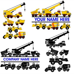 Construction and Road Vehicles Clip Art Dxf Svg Png Eps Jpg for Cutting ...