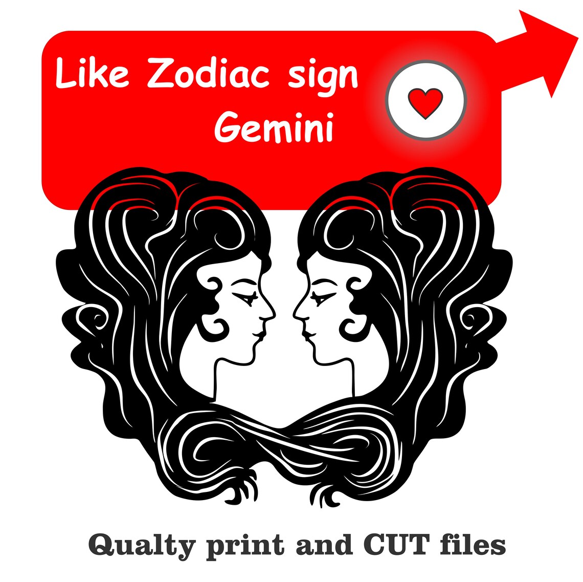 Zodiac Twin Sign Gemini Clip Art Dxf Svg, Png,eps, Jpg, for Shirt Design, Clothing Imprint ...