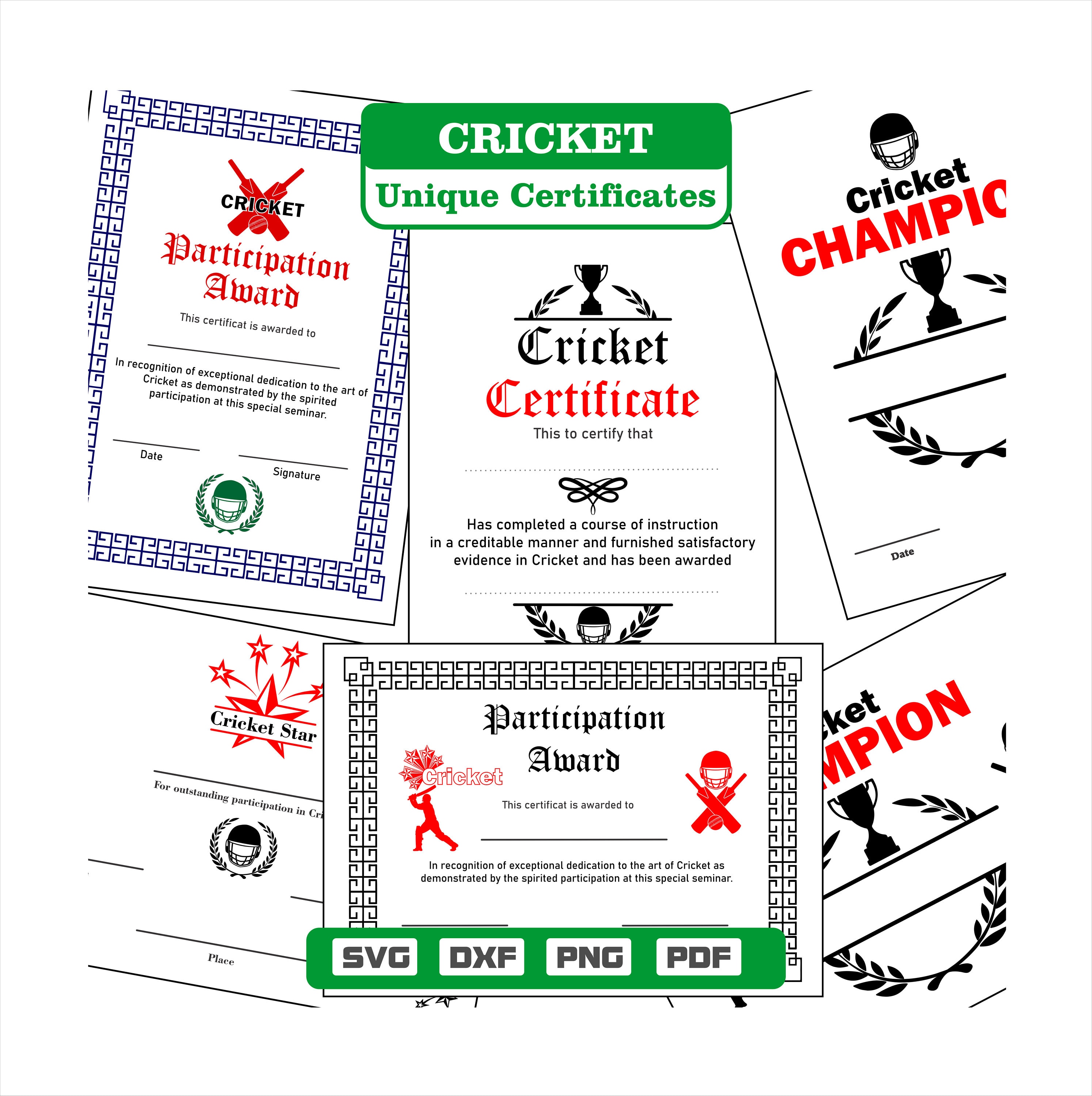 Unique Cricket Certificates as Pdf-dxf-svg-png Files for Direct ...