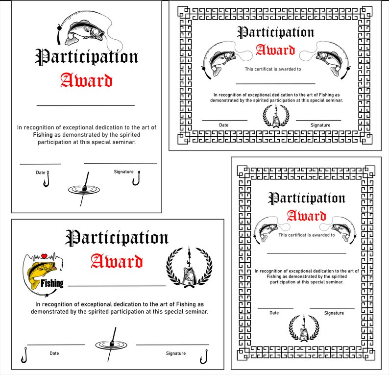 Unique Fishing Certificates as Pdf-dxf-svg-png Files for Direct ...