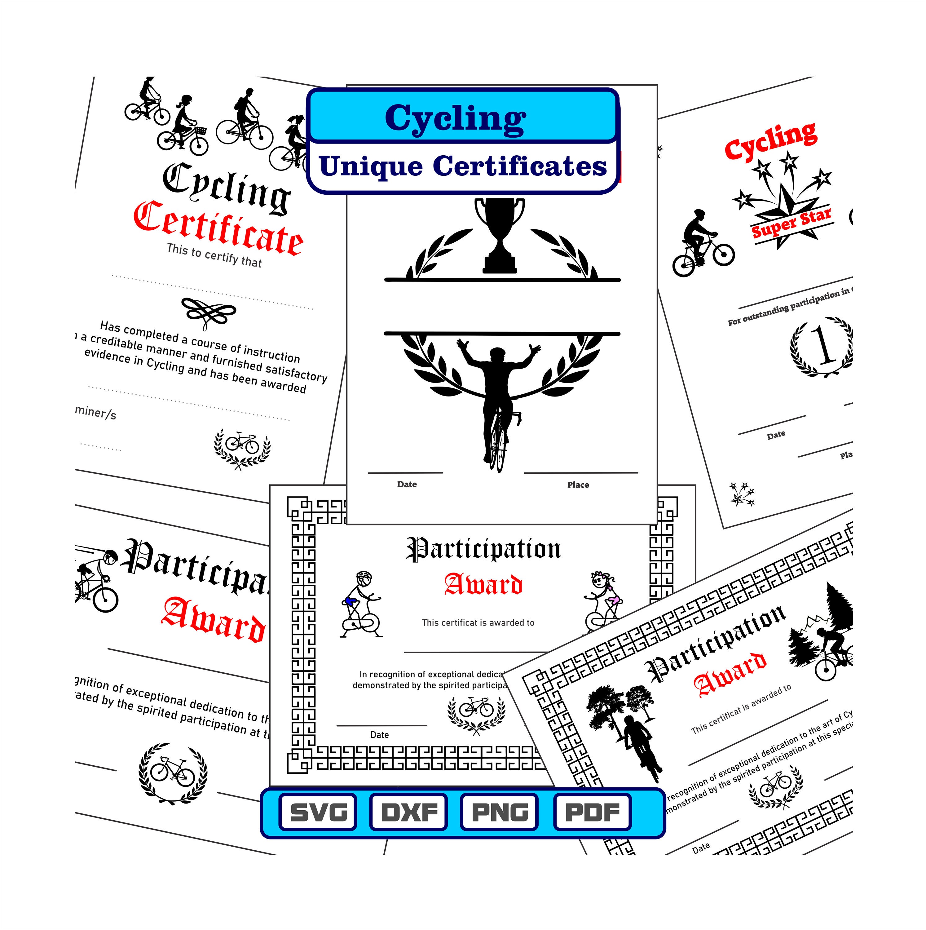 Unique Cycling Certificates as Pdf-dxf-svg-png Files for Direct ...