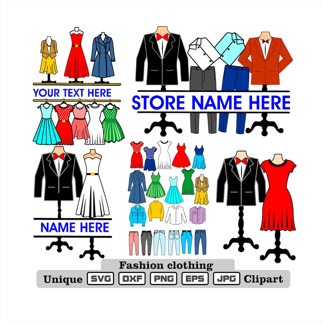 Fashion Clothing Clip Art Dxf Svg Png Eps Jpg Design Logo for Clothing ...