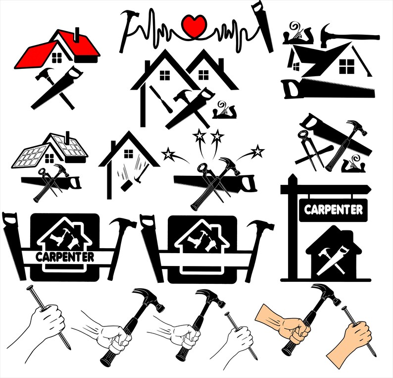 Carpenter Clip Art Dxf Svg Png Eps Jpg for Cutting, Clothing Imprint ...