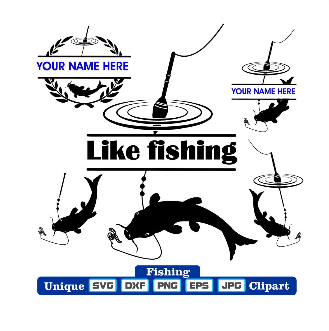 Unique Fish Float Hook Clipart as Dxf-svg-png-eps-jpg Clip Art for ...