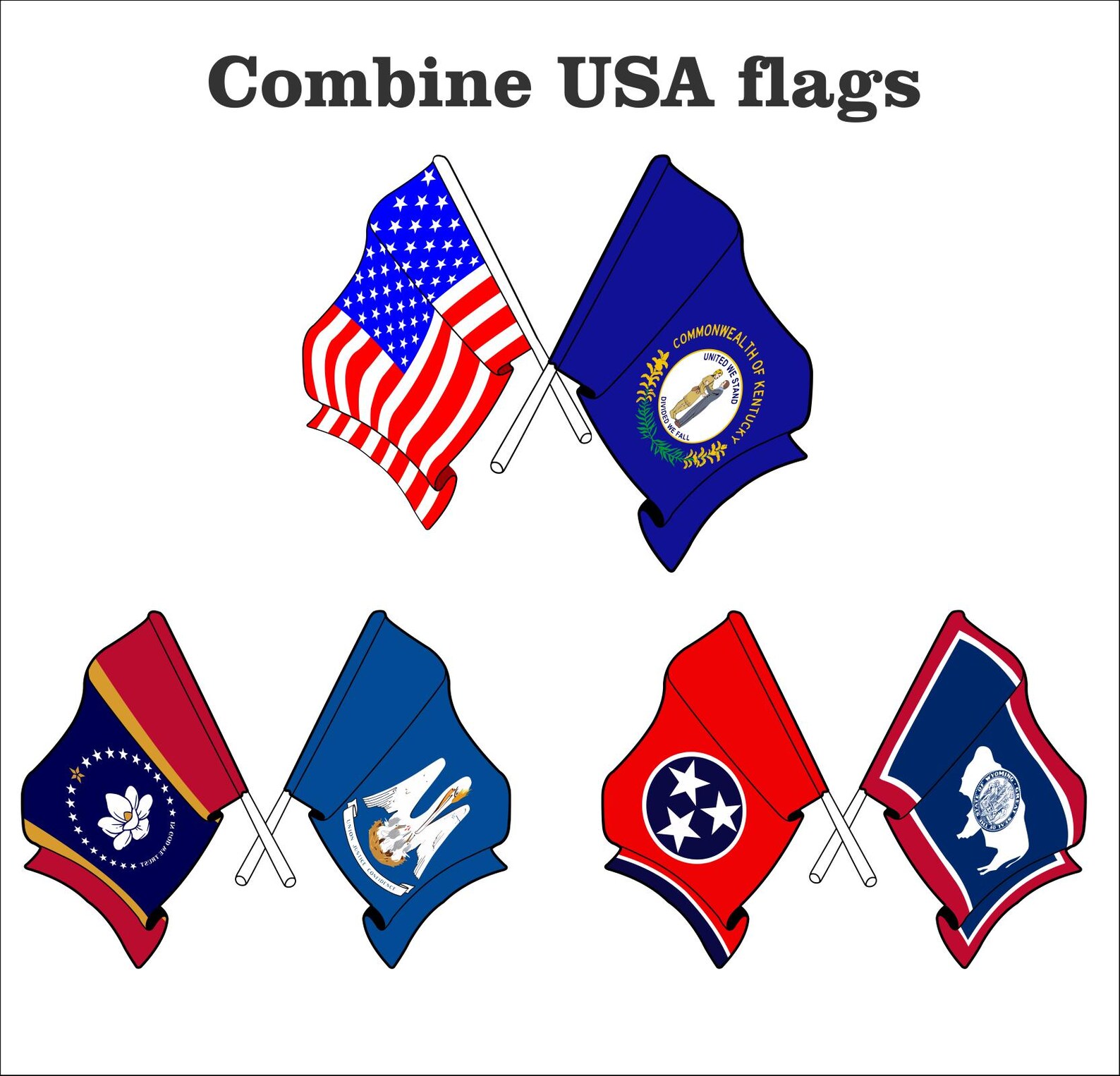 USA State Flags PNG Clipart: All 50 States + American Flag (digital ...
