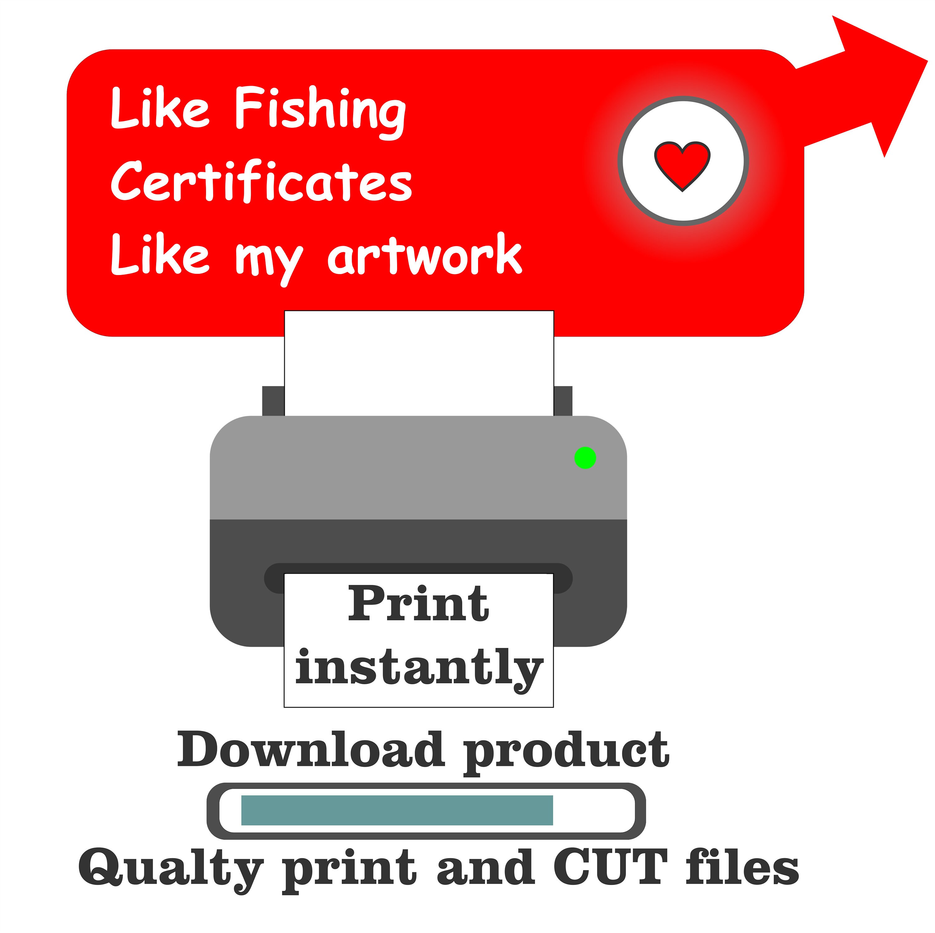 Unique Fishing Certificates as Pdf-dxf-svg-png Files for Direct ...