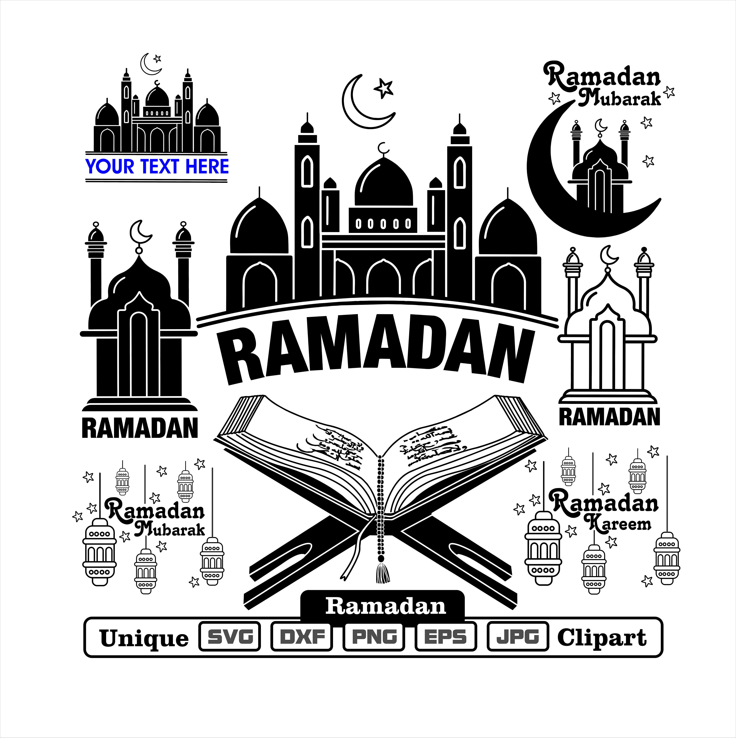 Ramadan Clip Art Dxf Svg Png Eps Jpg for Cutting, Clothing Imprint With ...