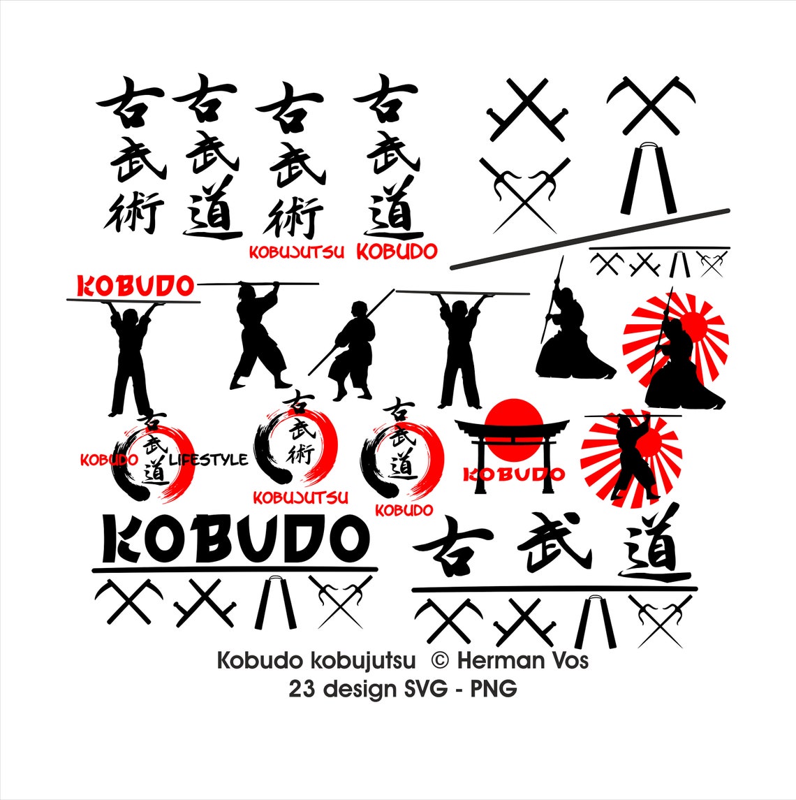 Kobudo Clipart Kobujutsu Entwirft PNG und SVG Vektor Bundle | Etsy