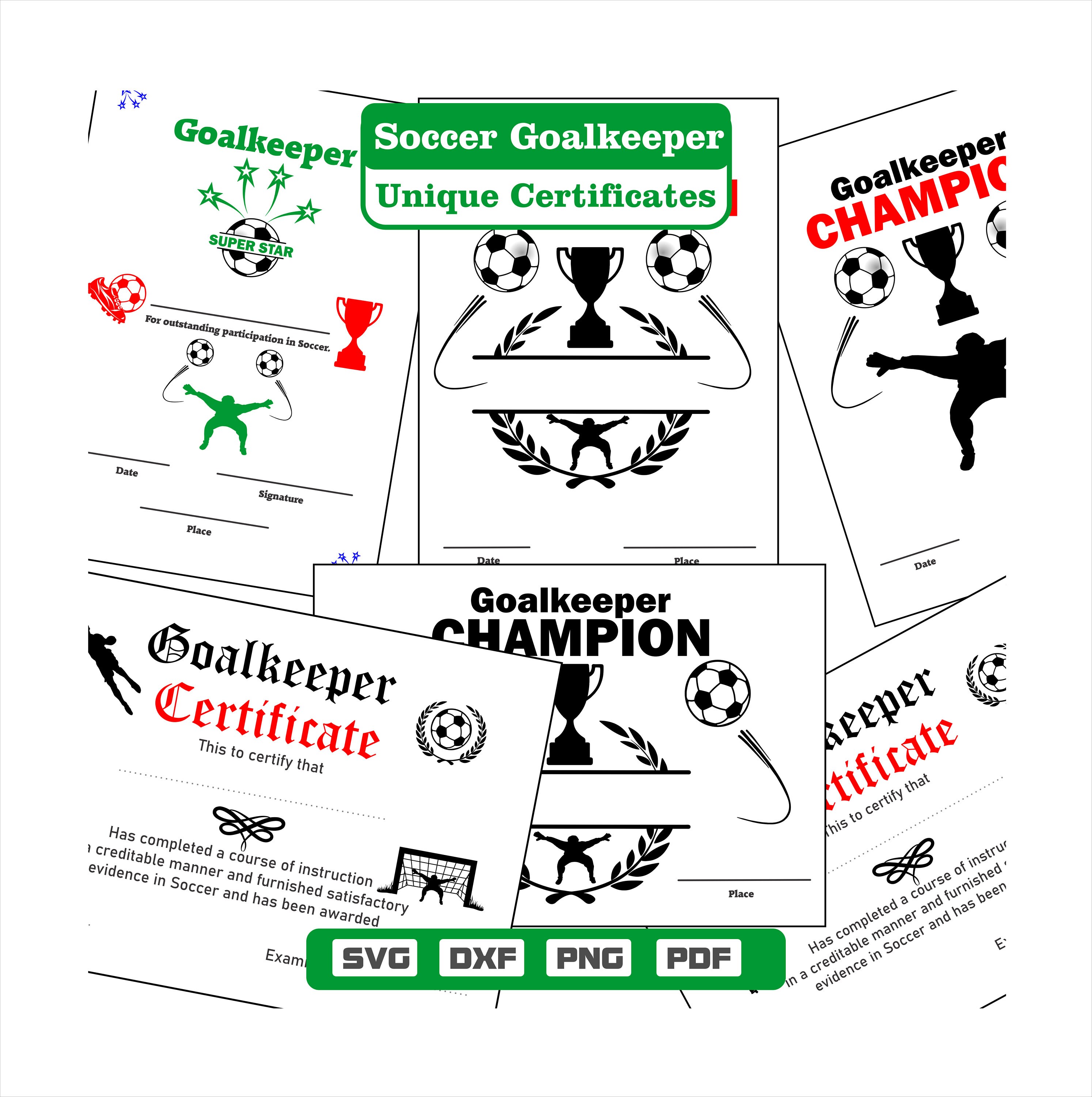 Unique Soccer Goalkeeper Certificates as Pdf-dxf-svg-png Files for ...