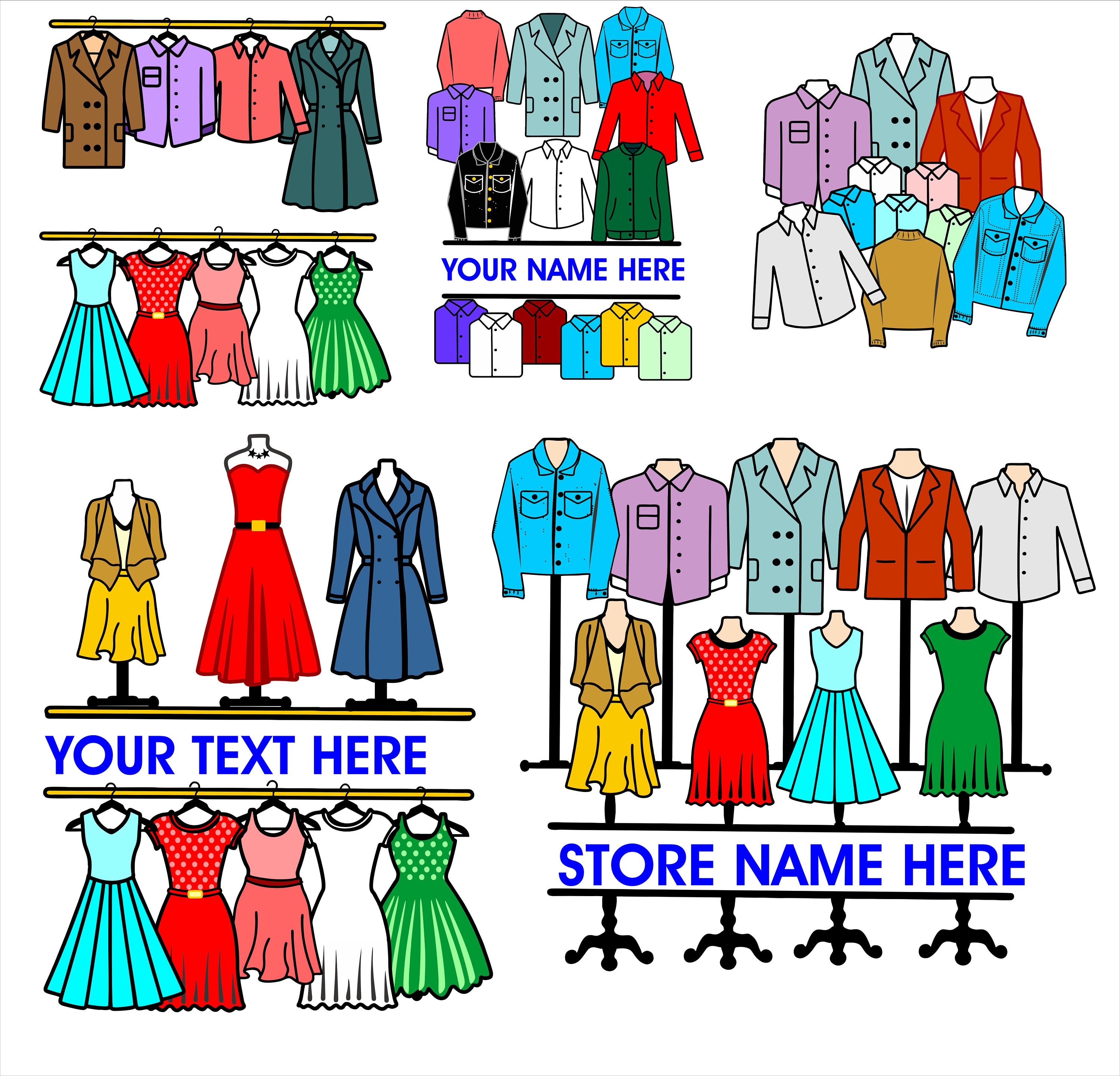 Fashion Clothing Clip Art Dxf Svg Png Eps Jpg Design Logo for Clothing ...