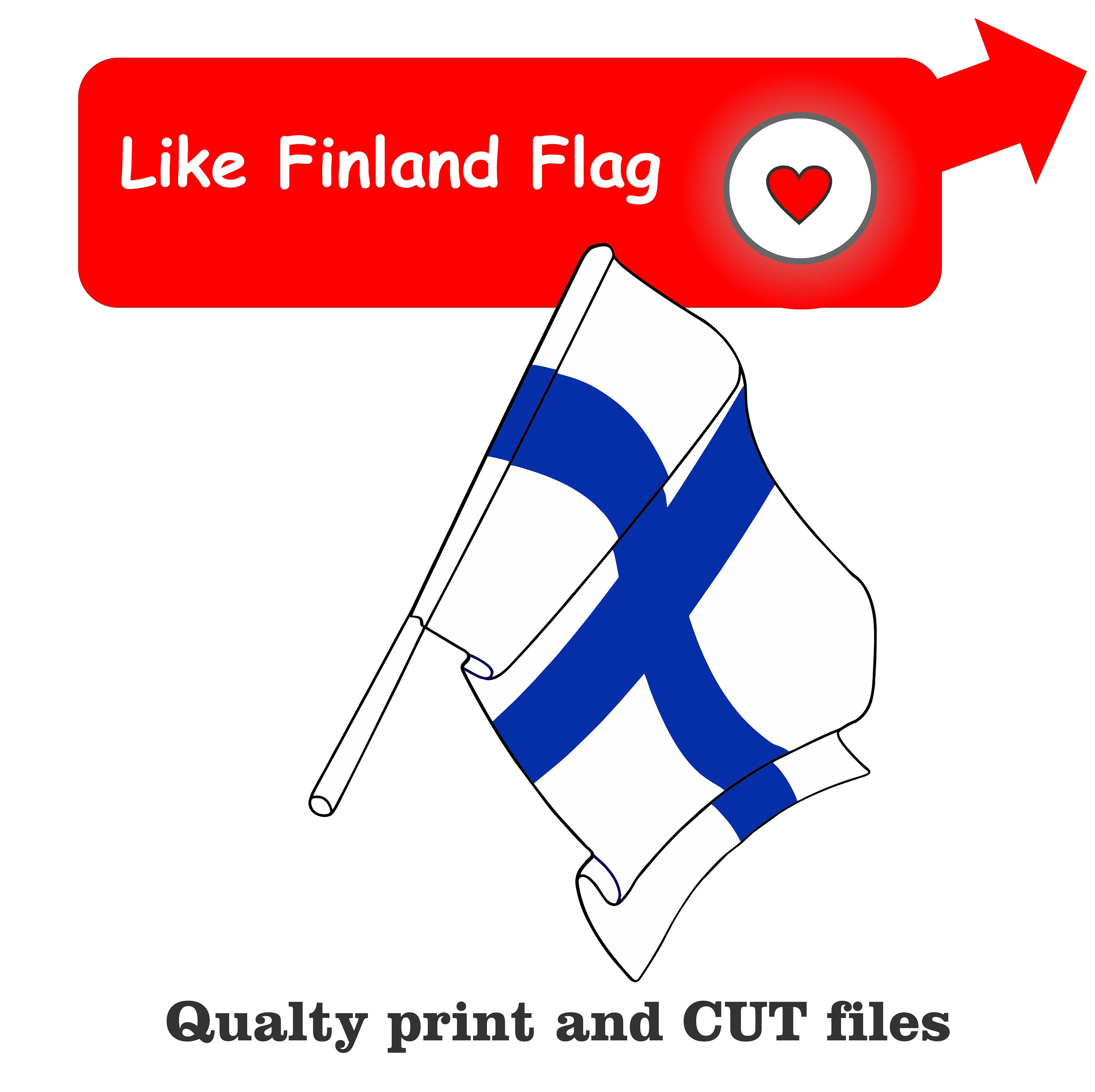 Flag and Cardio of Finland in Dxf Svg Png Eps and Jpg Files - Etsy