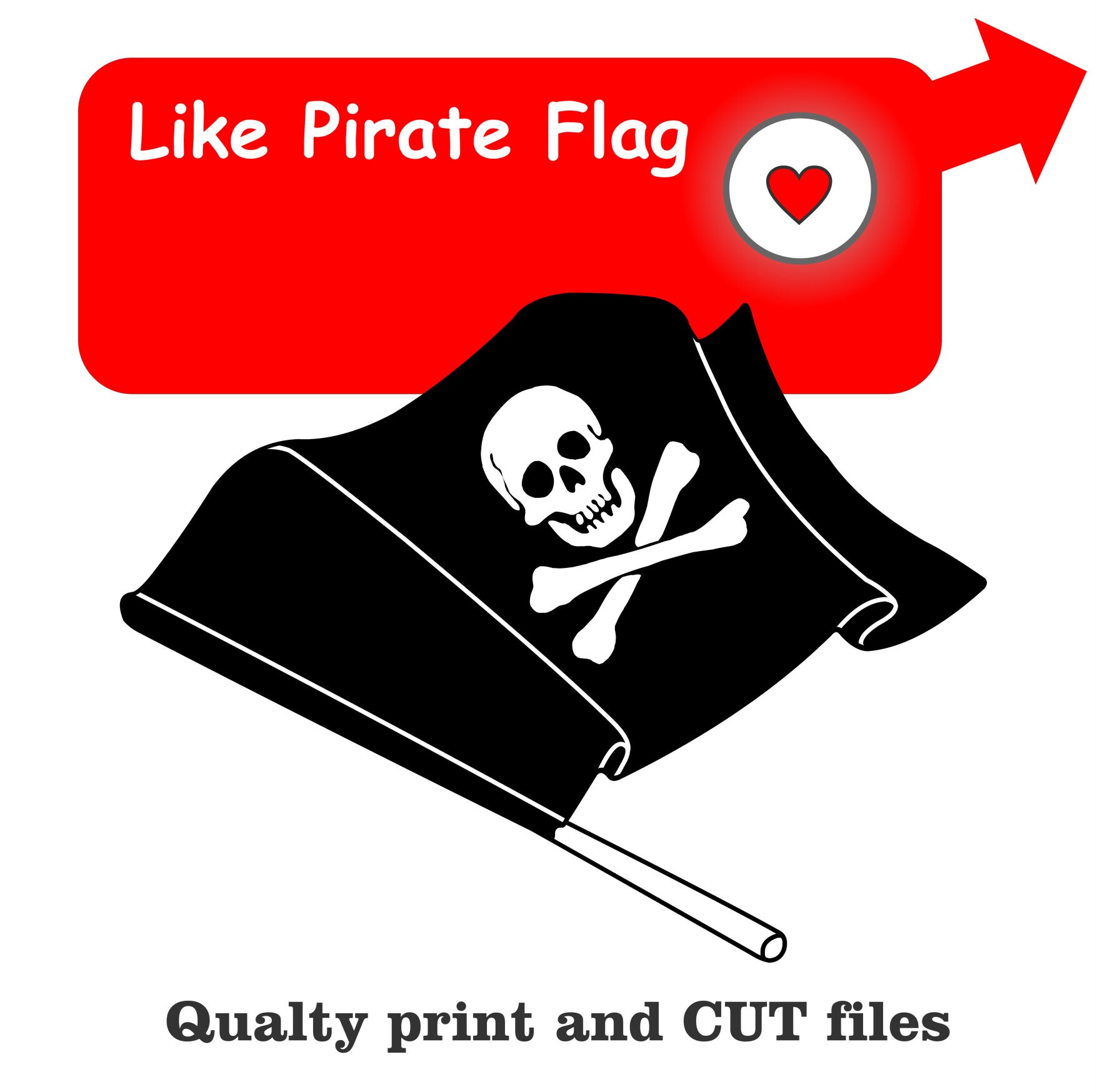 Flag and Cardio of Pirate in Dxf, Svg, Png, Eps and Jpg Files Unique ...