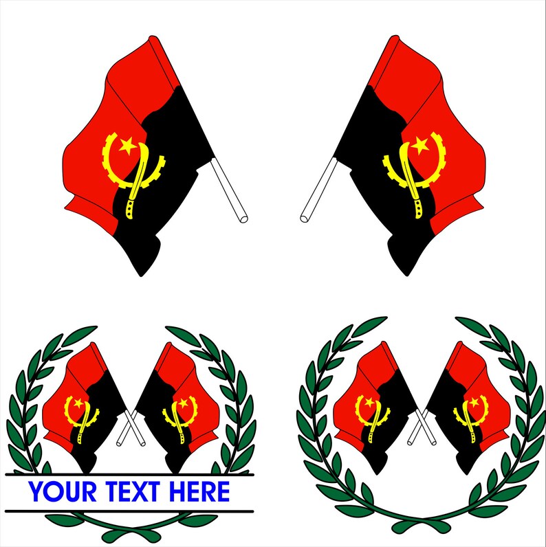 Flag and Cardio of Angola in Dxf, Svg, Png, Eps and Jpg Files Unique ...