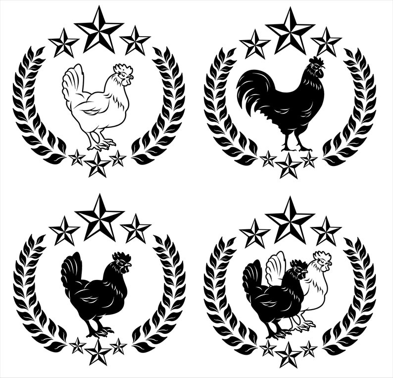 Chicken Farm Clip Art Dxf Svg Png Eps Jpg for Cutting,shirt Design ...
