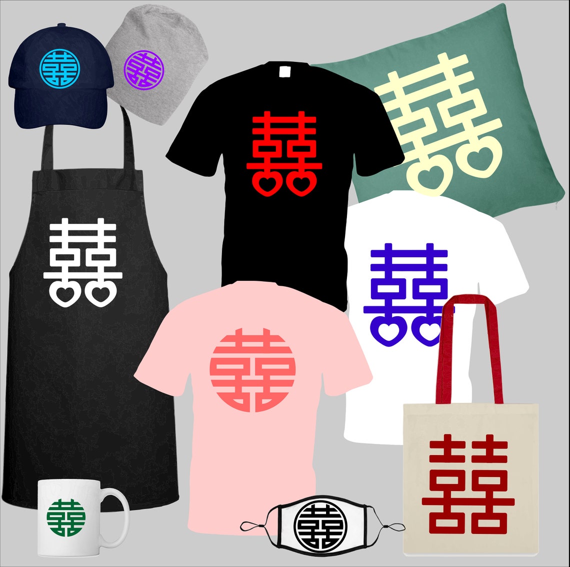 Double Luck Happiness Chinese Symbol as Dxf-svg-png-eps-jpg ...