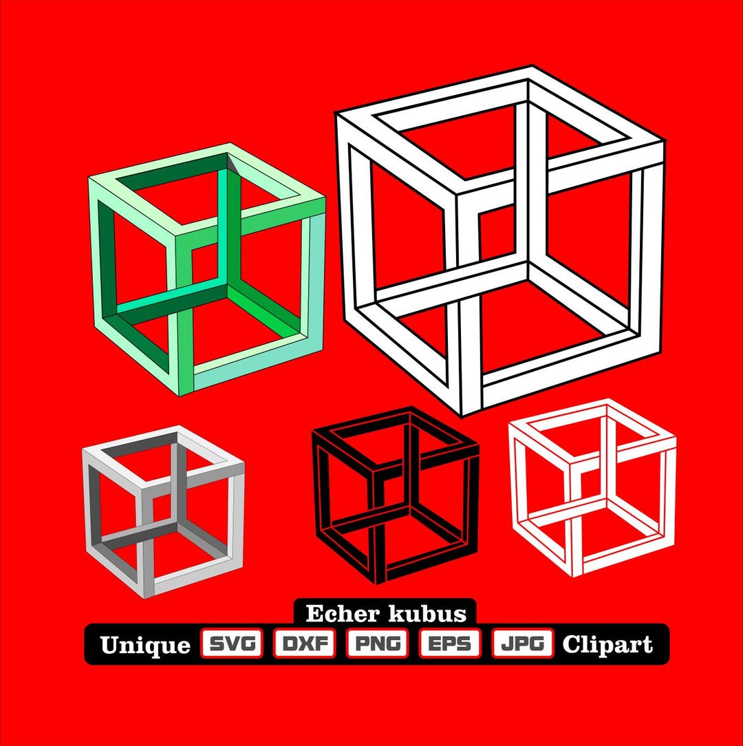 The Impossible Cube, Escher Cube Clip Art Dxf Svg Png Eps Jpg for ...