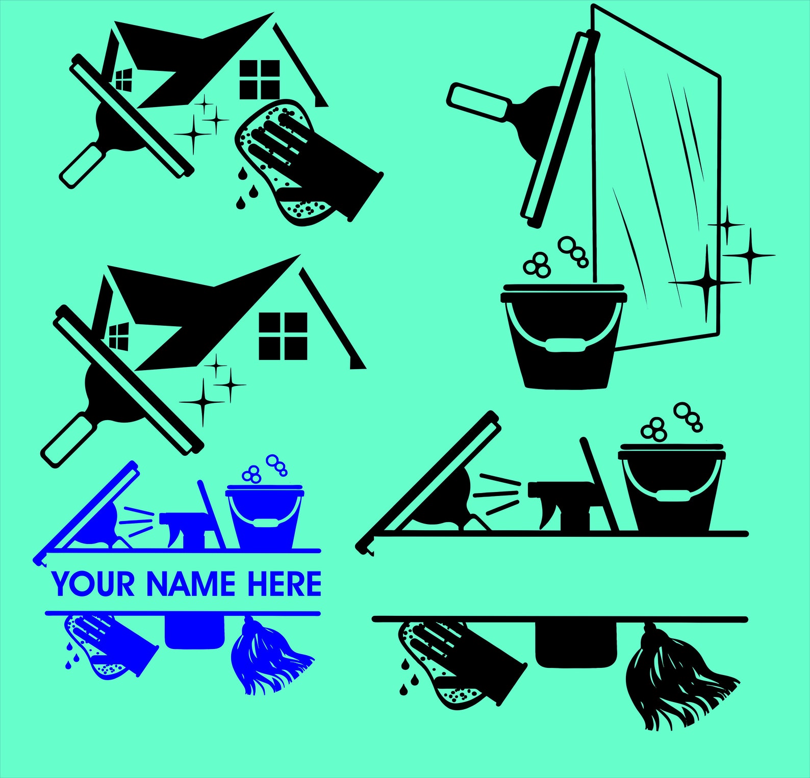 Unique Cleaning Company Artwork as Dxf-svg-png-eps-jpg Illustrations ...