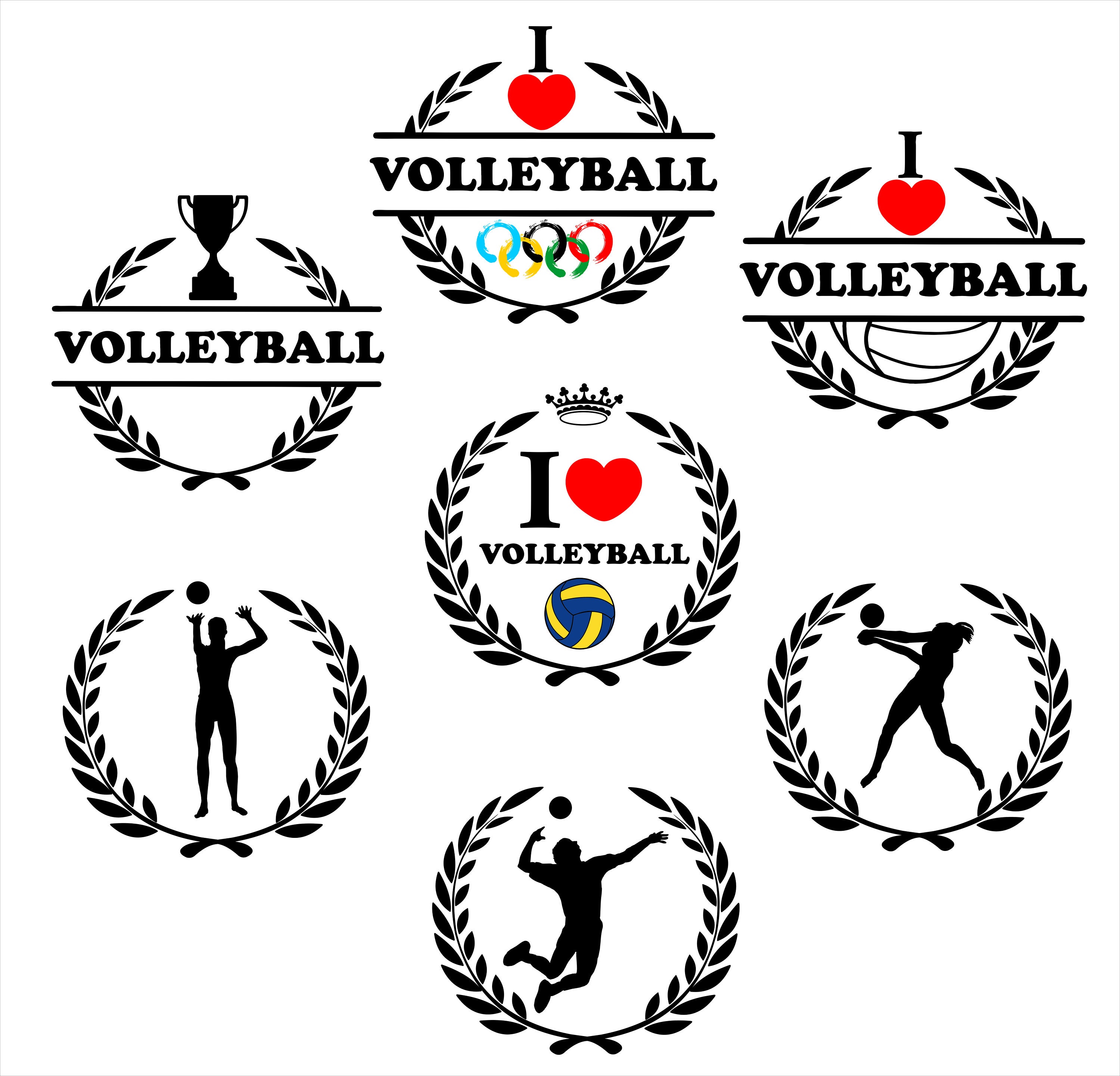 Unique Volleyball Artwork as Dxf-svg-png-eps-jpg Illustrations for ...