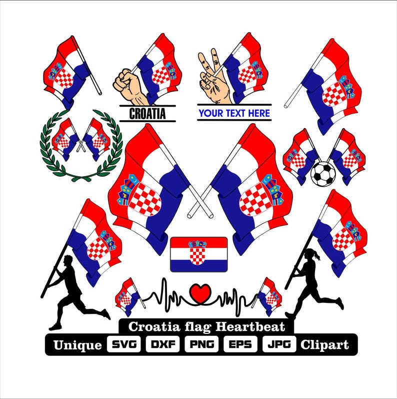 Flag and Cardio of Croatia in Dxf, Svg, Png, Eps and Jpg Files Unique ...