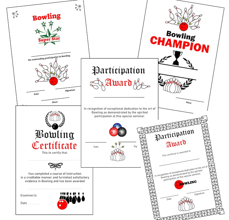 Unique Bowling Certificates as Pdf-dxf-svg-png Files for Direct ...