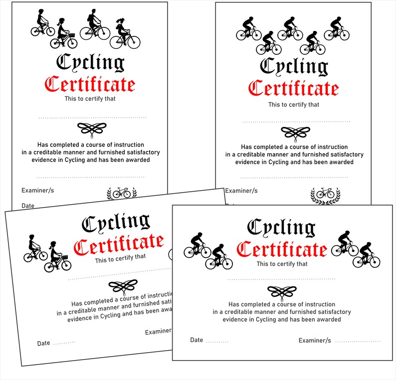 Unique Cycling Certificates as Pdf-dxf-svg-png Files for Direct ...