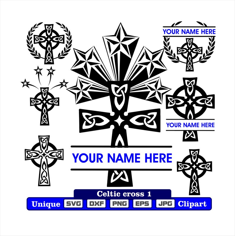Celtic Cross Clip Art Dxf Svg Png Eps Jpg for Cutting, Clothing Imprint ...
