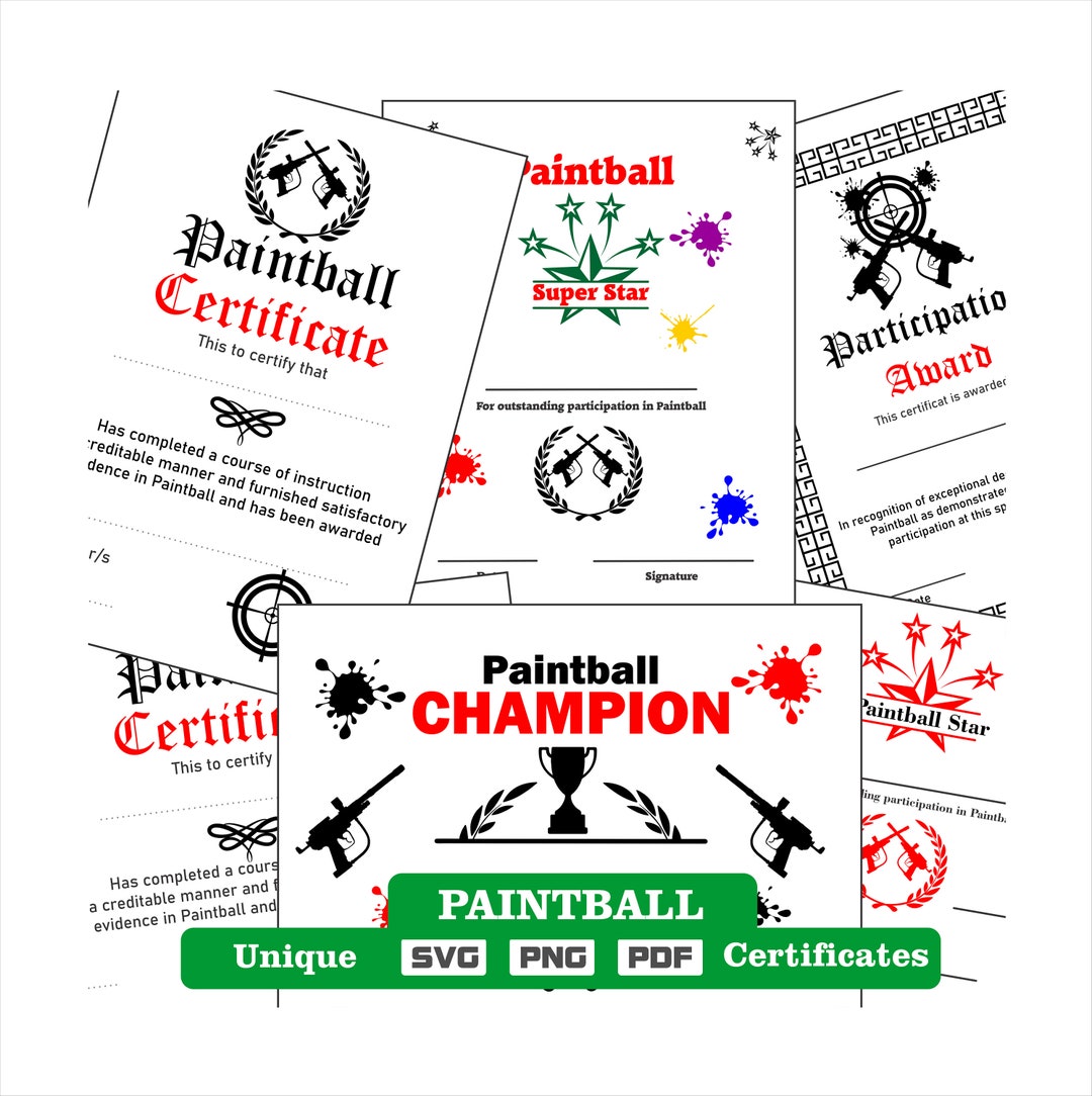 Unique Paintball Certificates as Pdf-dxf-svg-png Files for Direct ...