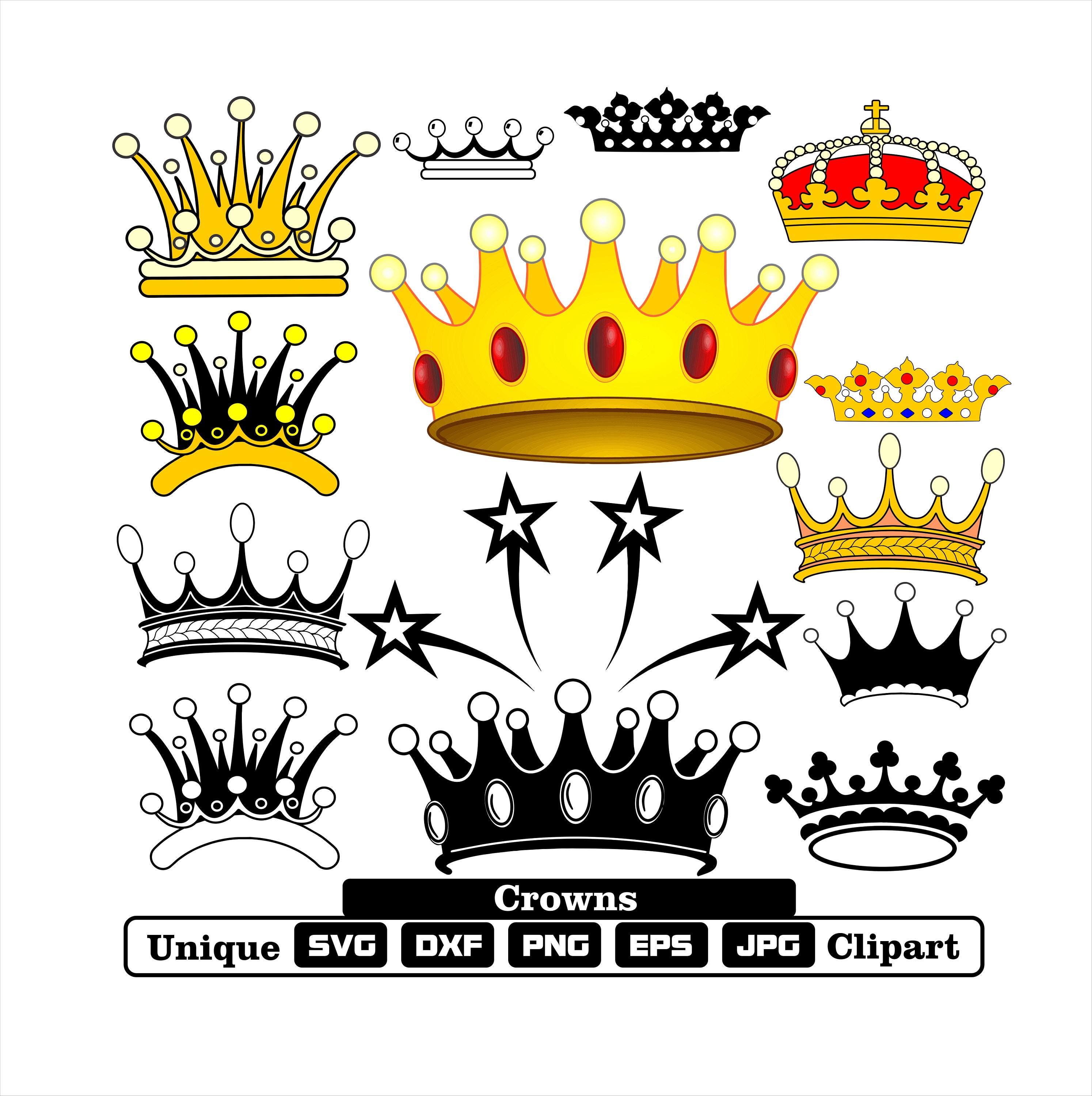 Crown Clip Art Dxf Svg Png Eps Jpg for Cutting, Clothing Imprint ...