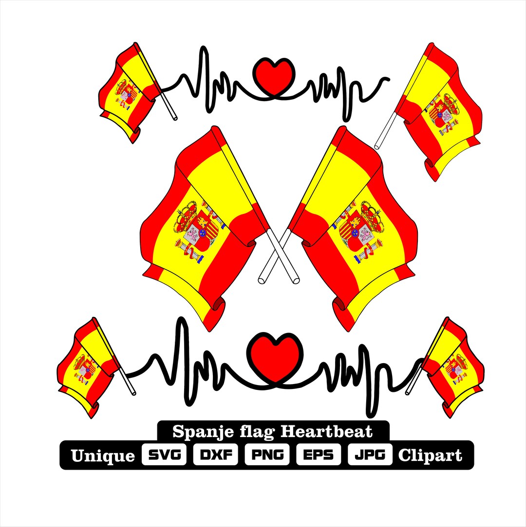 Flag and Cardio of Spanje in Dxf, Svg, Png, Eps and Jpg Files Unique ...