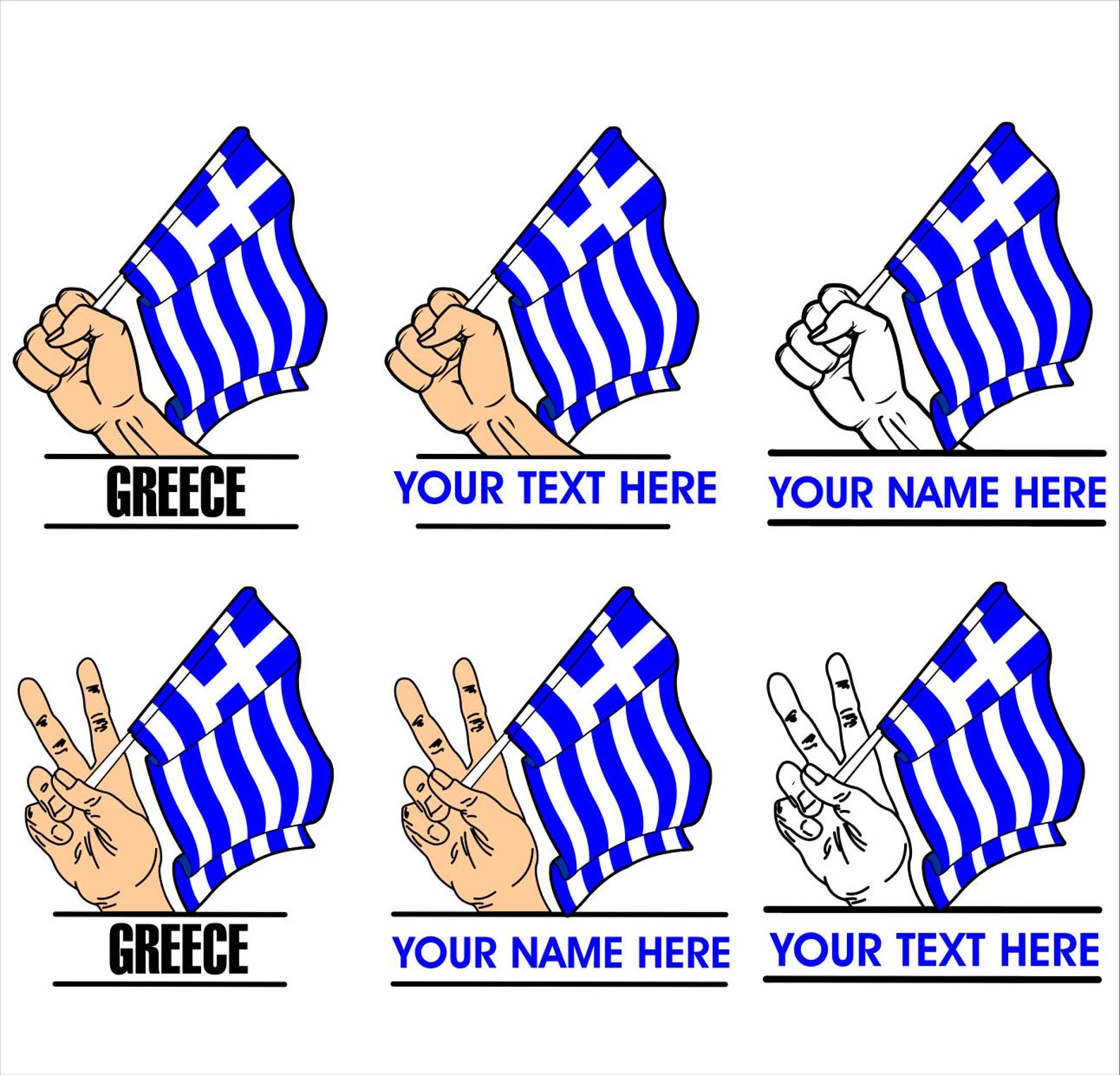 Flag and Cardio of Greece in Dxf, Svg, Png, Eps and Jpg Files Unique ...
