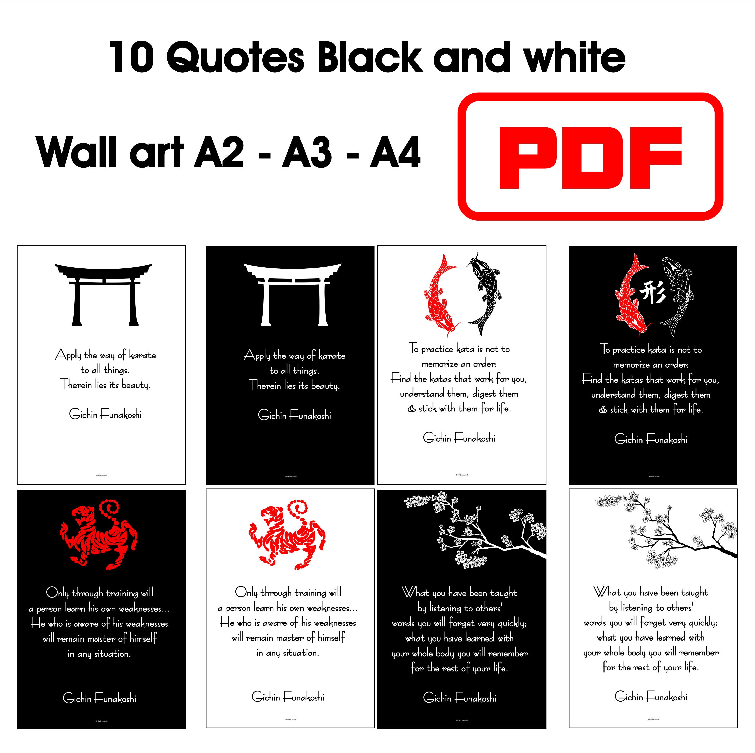 Shotokan Karate Quotes Gichin Funakoshi Wall Art and Postcards PDF ...
