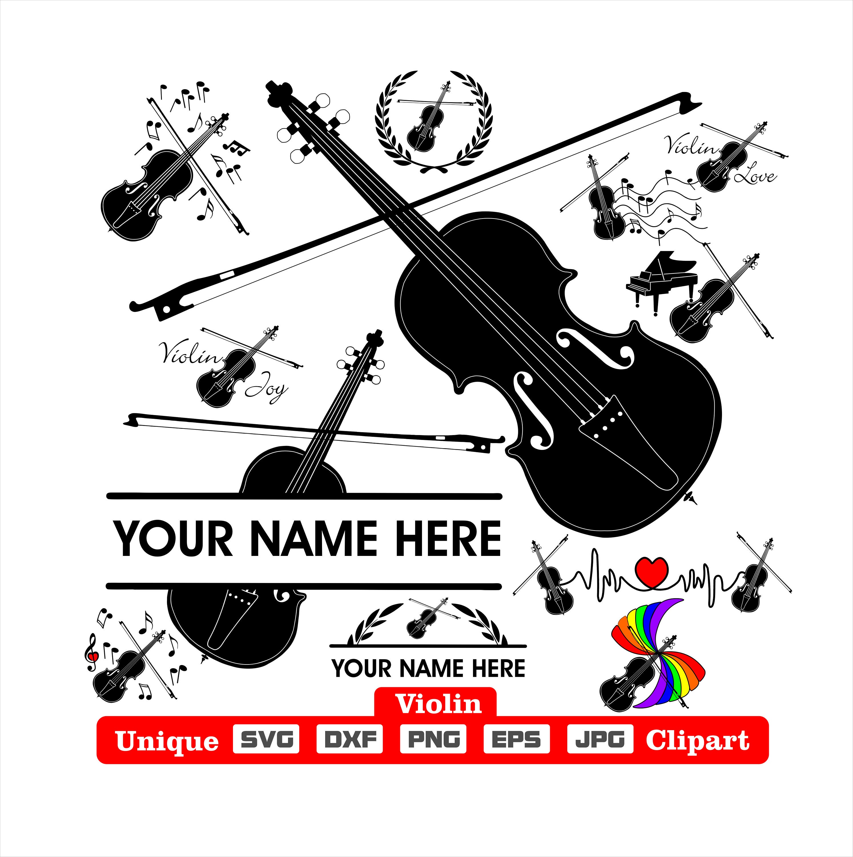 Unique Violin Artwork as Dxf-svg-png-eps-jpg Illustrations for ...