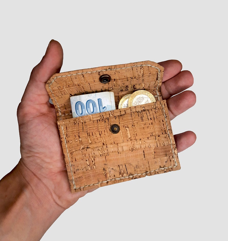 Flowered Cork Card Holder Purse: Vegan Slim Wallet - Etsy