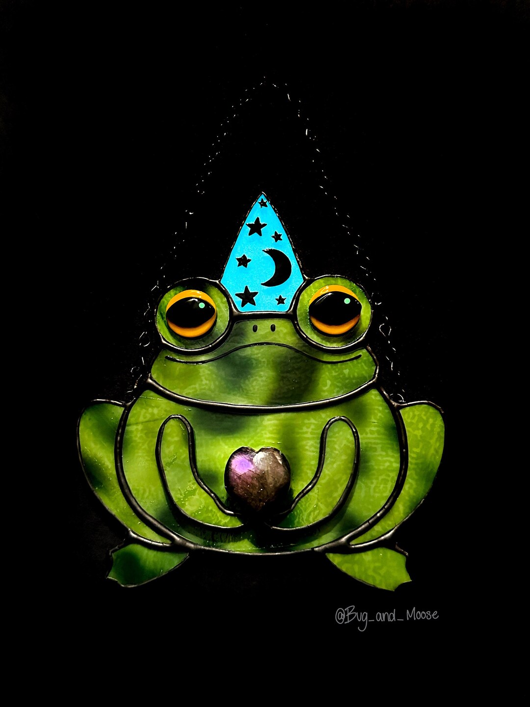 Magic Wizard Frog Stained Glass Piece Glow in the Dark - Etsy
