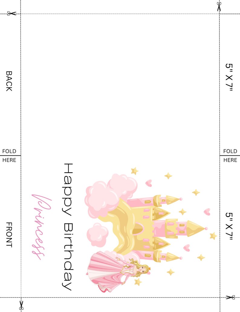 Pink Princess Birthday Card - Castle Theme (digital Download) - Etsy